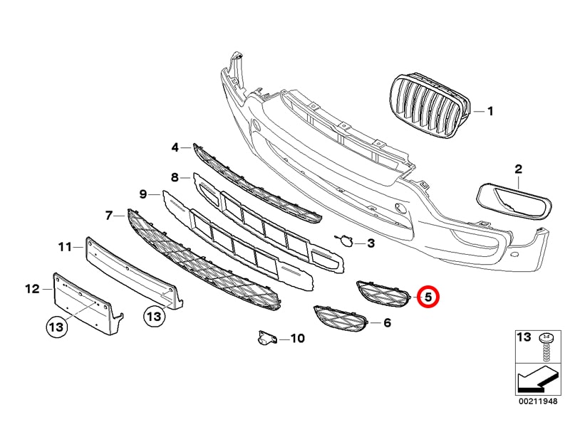 Genuine BMW (51118038268) Front Bumper Open Grid - Right | Designer Beema