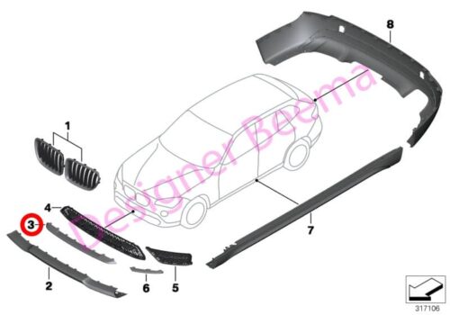 (51117303760) Front Bumper Edge Trim Centre - Sportline | Designer Beema