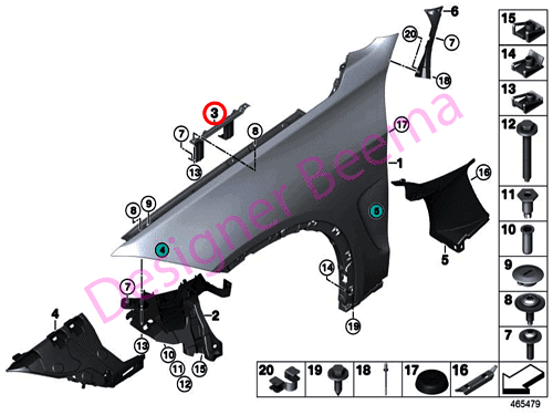 Genuine BMW (51647294551) Bracket Side Panel Centre - Left | Designer Beema