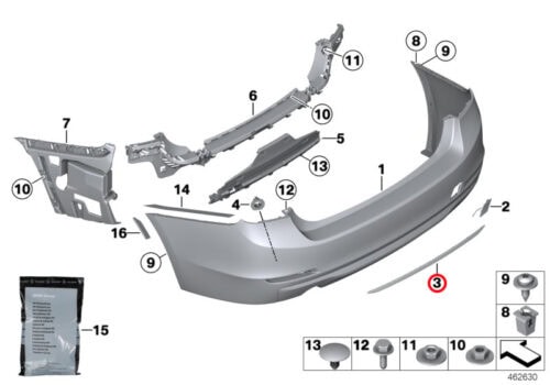 Genuine BMW (51127288233) Bumper Trim Strip, Black | Designer Beema